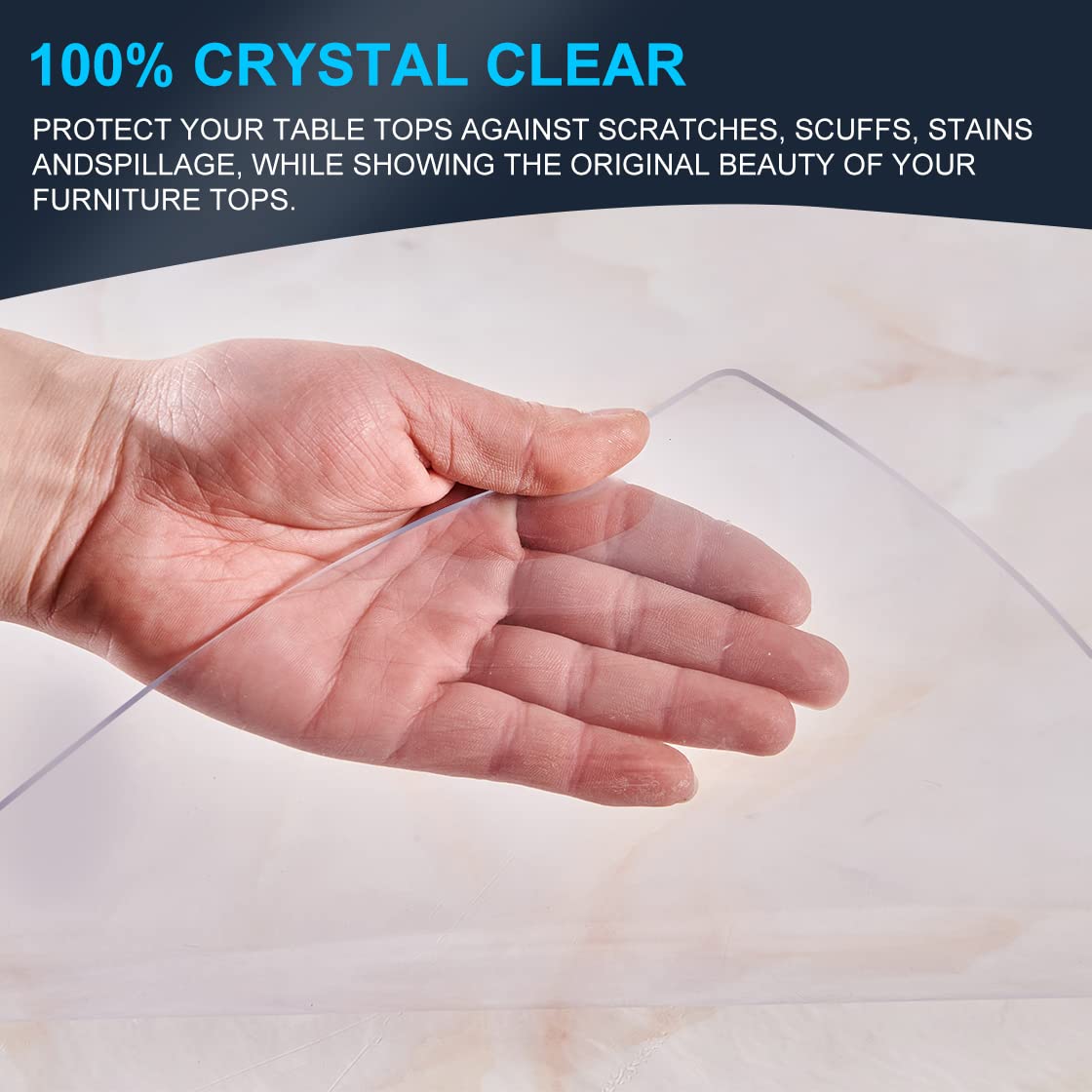 Bobetter 12 x 72 Inch Clear PVC Desk Cover Protector Thicken Rolled Plastic Table Pad Desk Mat Non-Slip Desk Protector for Office Computer Writing Desk Console Table Media Stand Heat/Water Resistant