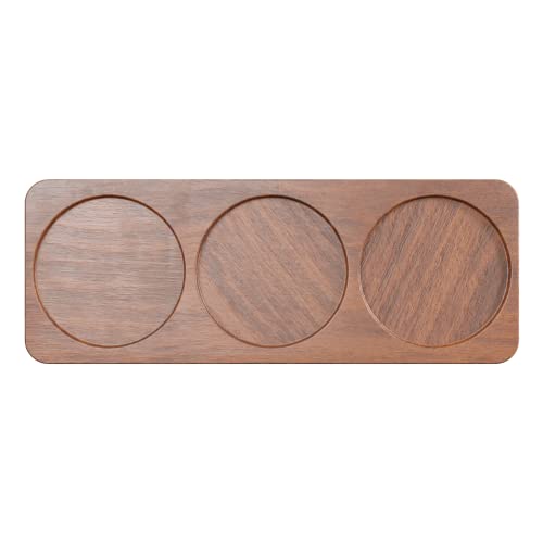 Essos Round Glass and Wood Condiment 3 pc Jars Set with spoon Tray Sugar Food Storage Containers with Wood Lids and Wooden Spoon for Coffee Spice Storage Container