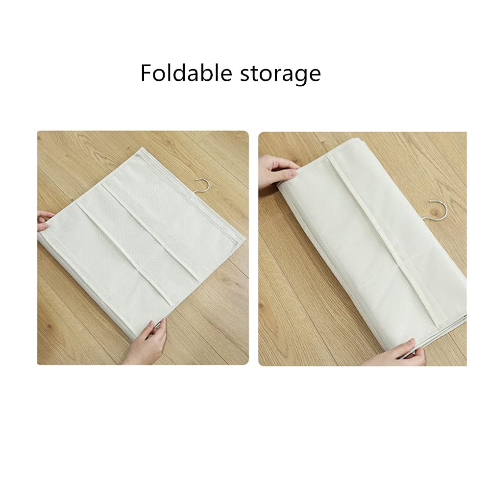 ZHONGLI Hanging mesh Pockets, Oxford Cloth Double-Sided Wardrobe Storage Bags, Used for Underwear, Bras, Socks, Accessories with Hangers (Beige(5+10))
