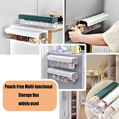 FETNHU Punch-Free Multi-functional Storage Box, 2023 New Hanging Plastic Drawer Storage Boxes With Lids, Clear Wall Mounted Drawer Organizer for Underwear/Socks/Seasoning/Ties/Storage Box (3pcs)