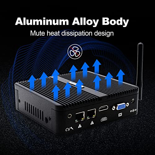 HISTTON Mini PC Fanless Mini Desktop PC Celeron J4125 DDR4 4GB RAM, 32GB SSD, Mini Desktop Computer, Dual LAN, BT4.0, Mini Desktop PC with HDMI/VGA Port,Fanless Mini PC Windows 10 Pro Industrial PC