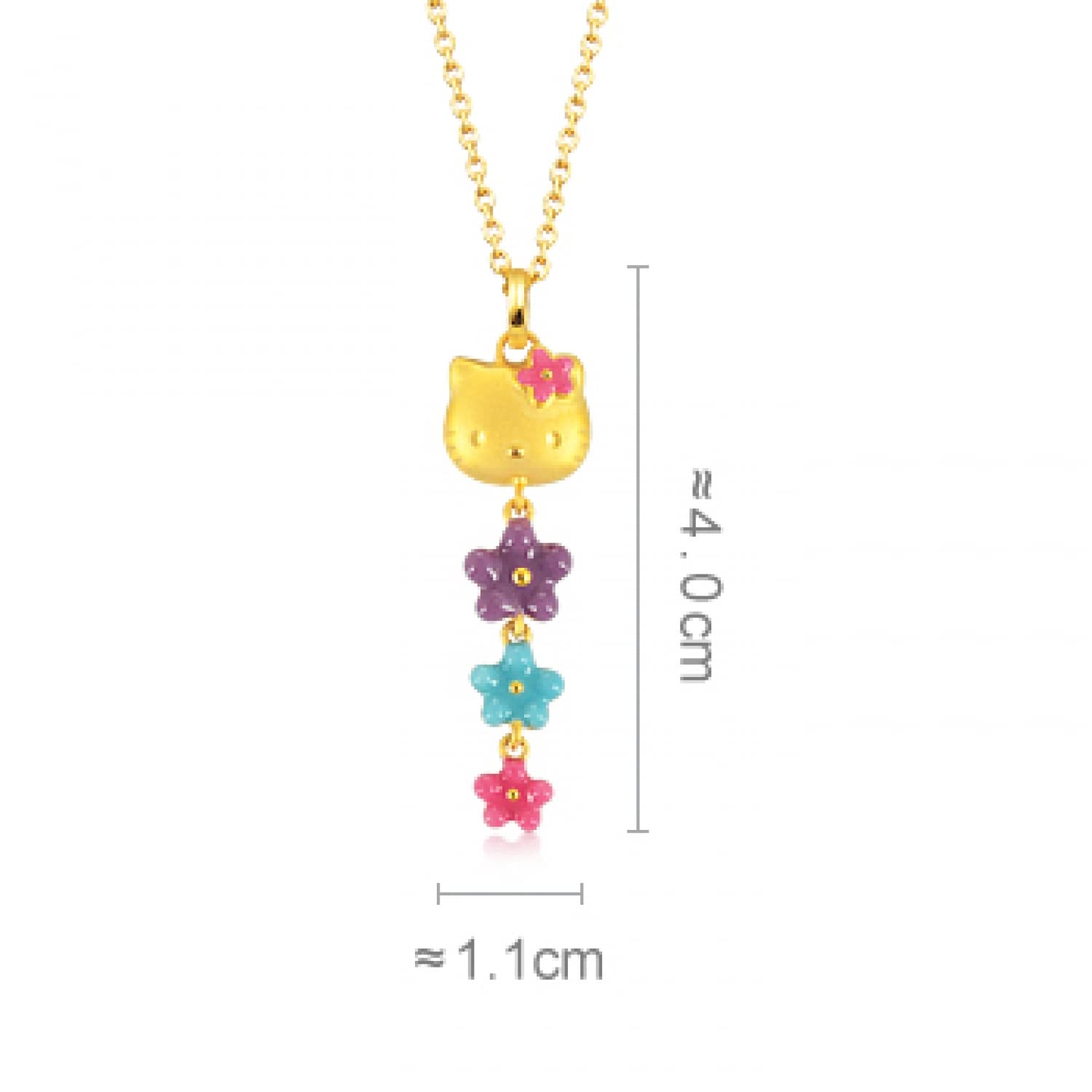 CHOW SANG SANG Sanrio 999.9 24K Solid Gold Hello Kitty with Flowers Pendant for Women 75426P [Not Include the Necklace]