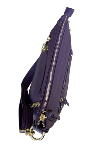 CCWBAGS Genuine Leather Cross Body Concealed Carry Purse, Purple