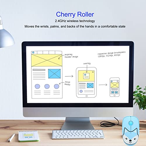 CHICIRIS Gaming Mouse, Cute Mouse 2.4GHz Intelligent Energy Saving Cherry Roller for Home for Computer