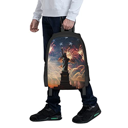 FFEXS Statue of Liberty Flag Print Travel Lightweight Casual Laptop Backpack Daily Use backpack Business Work Bag for Men and Women
