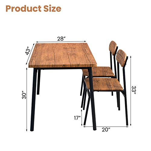 Lamerge 5-Piece Dining Table Set, Kitchen Table Set for 4, Industrial Dining Table and Chairs Set with Metal Frame, Kitchen Table and Elliptic Curve Chairs for Small Space, Homeoffice, Breakfast Nook