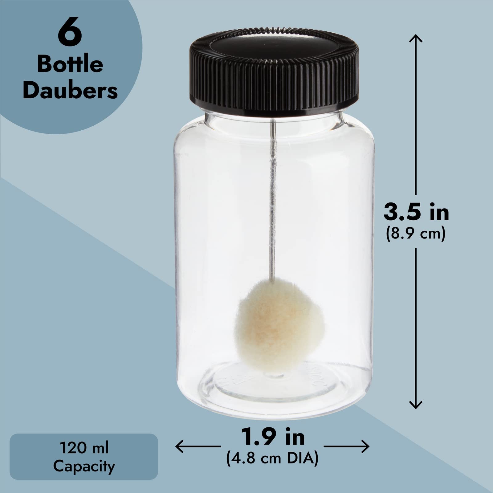 Bright Creations 6-Pack Clear Bottle Wool Daubers with Ball Brush for DIY Projects, Arts and Crafts, Gluing, Leather Dye Tool with Applicator, Plastic Empty Bottle (120 ml Capacity)