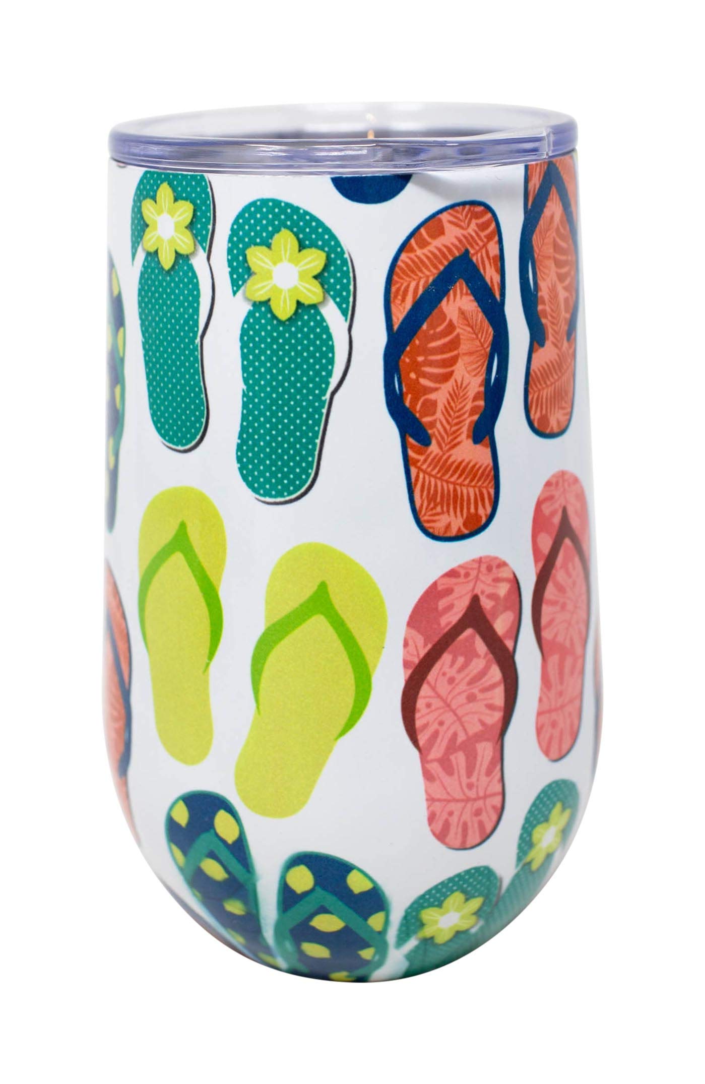 Boston Warehouse Stainless Steel 16 ounce Insulated Stemless Wine Cup, Flip Flops