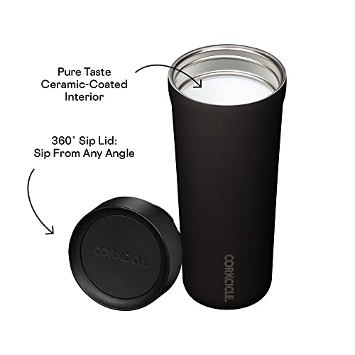 Corkcicle Commuter Cup Insulated Stainless Steel Spill Proof Travel Coffee Mug Keeps Beverages Cold for 9 Hours and Hot for 3 Hours, Ceramic Slate, 17 oz