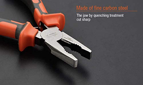 Edward Tools Combination Pliers 8” - Machined Extra Strength Gripping Jaws - Heavy Duty Side Cutting Pliers for wire and cables - Harden Fine Carbon Steel