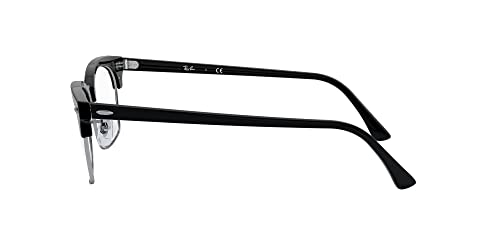 Ray-Ban RX3916VF Clubmaster Square Low Bridge Fit Prescription Eyeglass Frames, Shiny Black/Demo Lens, 55 mm