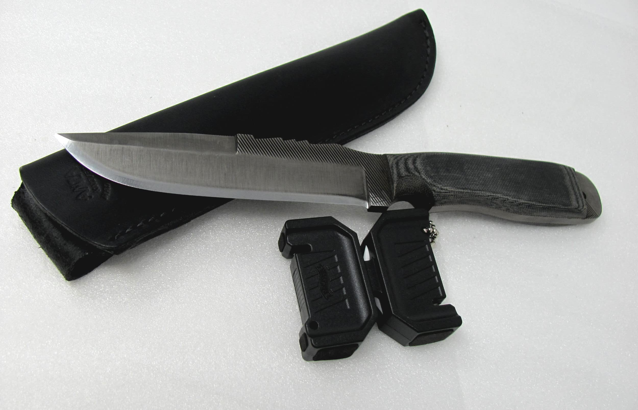 Completely Handmade in the U.S.A. Anza Knives Micarta Handle Micarta Bolster Dune Field The BIG Knife Bonus Walther Compact Pocket Knife Sharpener
