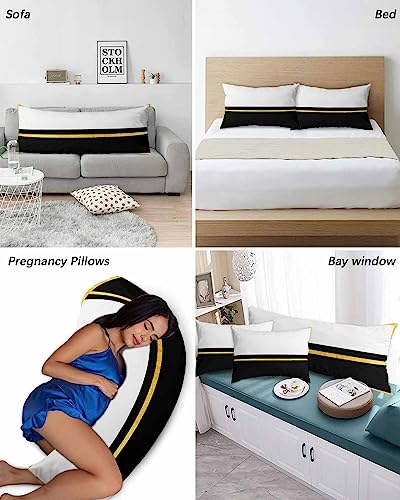 Edwiinsa Black White Pillow Covers King Standard Set of 2 20x36 Bed Pillow, Luxury Yellow Lace Modern Abstract Art Aesthetics Plush Soft Comfort for Hair/Skin Cooling Pillowcases with Envelop Closure
