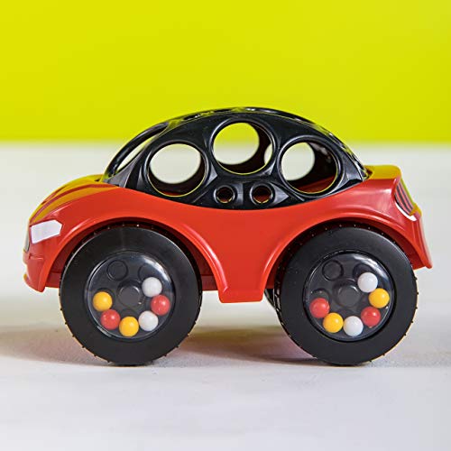 Bright Starts Ford Rattle & Roll Mustang Race Oball Car Toy Push and Go Vehicle, Easy Grasp, Ages 3 Months+, Red & Black