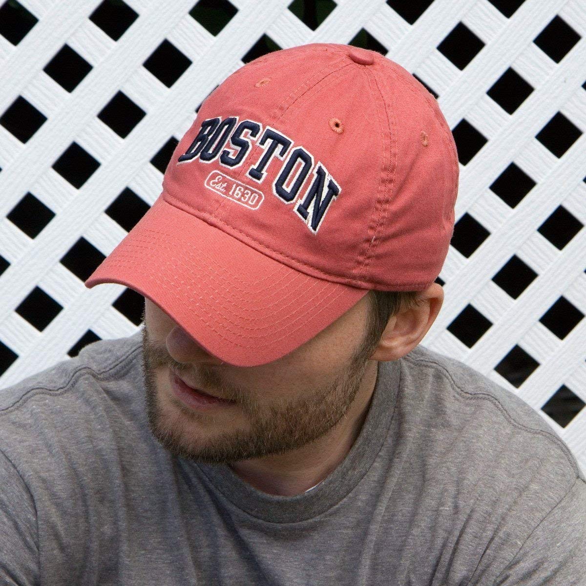 Boston Arch Pastime Trucker Hat (Cape Cod Red), Fitted Baseball Cap, New England Apparel Gift for Men/Women/Kids, OSFM Adjustable Size - Chowdaheadz