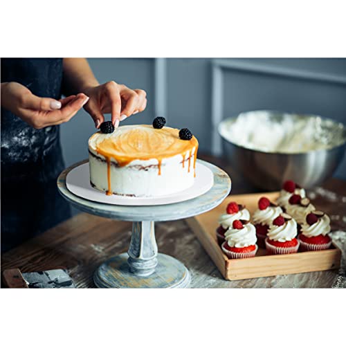 White Cake Drums Round 10 Inch Cake Boards with 1/2-Inch Thick Smooth Edges for Multi Tiered Birthday Wedding Party Cakes Drum Board