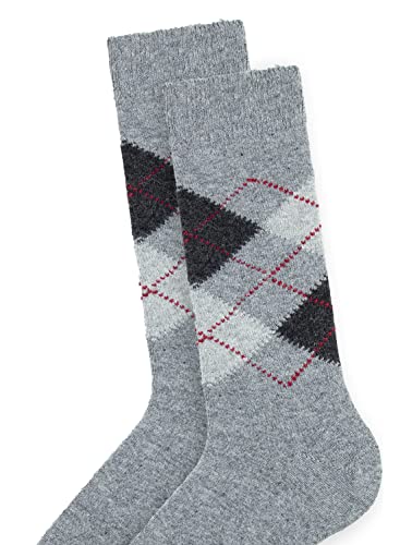 BROSS Checked Patterned Wool Men Socks ISoft Comfortable Wool Winter Socks for Men I Thick Socks I Cashmere Socks I (as1, numeric_9-12, Gray)