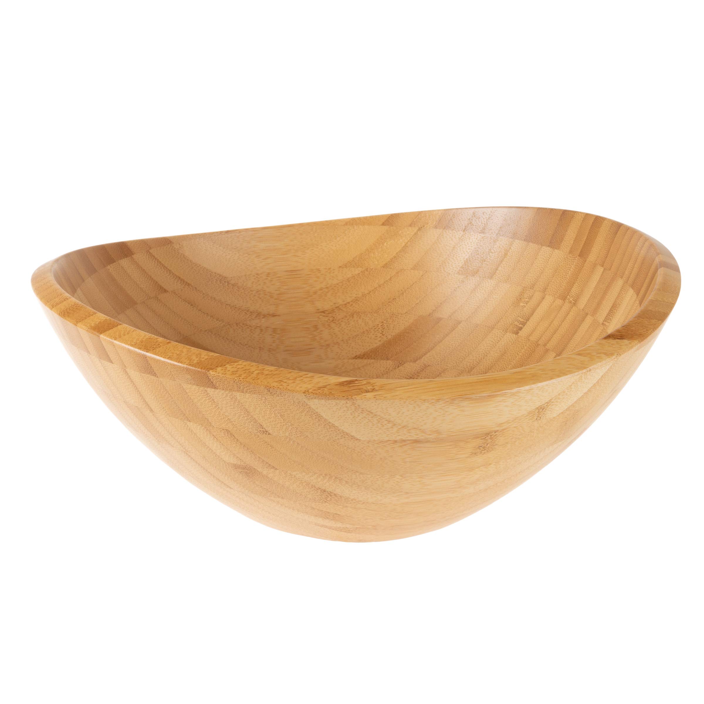 Classic Cuisine Serving Bowl – Large Modern Oval Wood Dinnerware for Salads, Bread, Fruit or Vegetables,Brown/Wood, 12.4” L x 10.9” W x 4.5” H