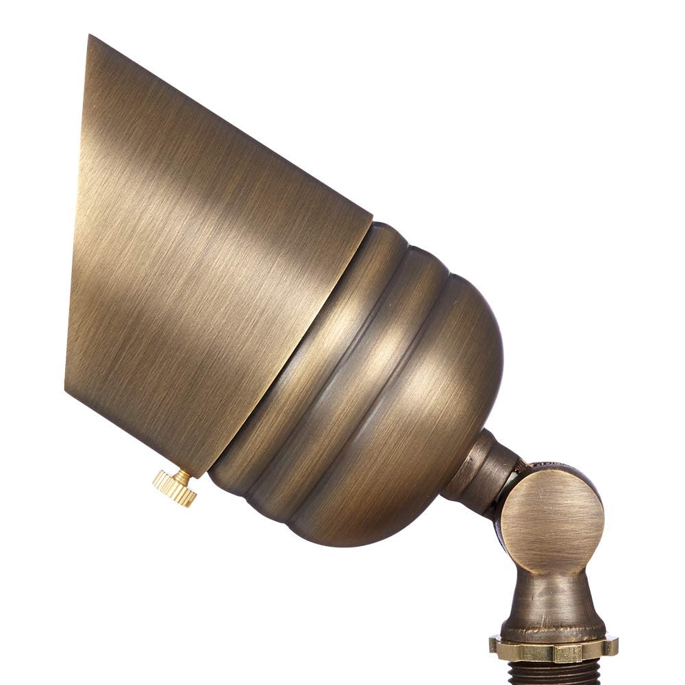 VOLT Fat Boy 12V Brass Outdoor Spotlight (Bronze) with 5W 2700K Warm White 400 Lumen MR16 LED Bulb for Low Voltage Landscape Lighting