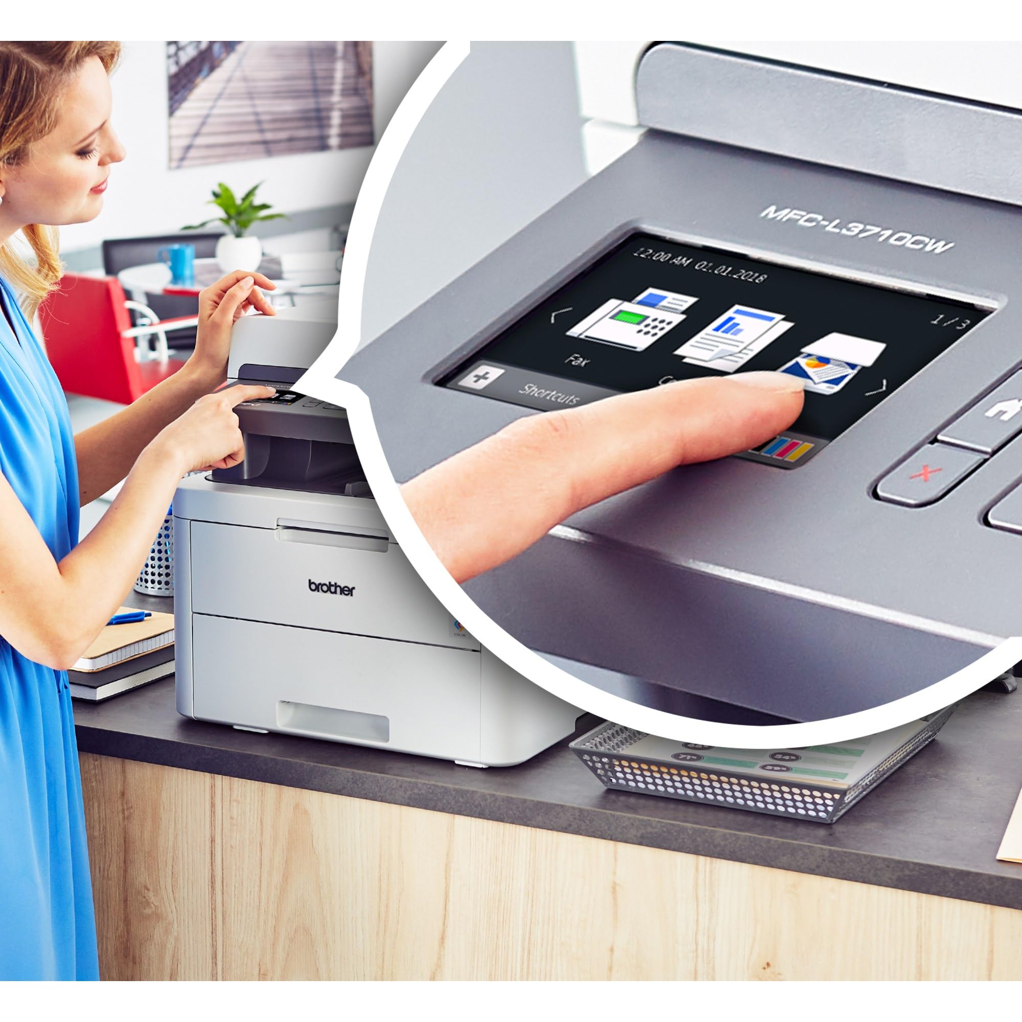 Brother MFC-L3710CW Compact Digital Color All-in-One Printer Providing Laser Printer Quality Results with Wireless (Renewed Premium)