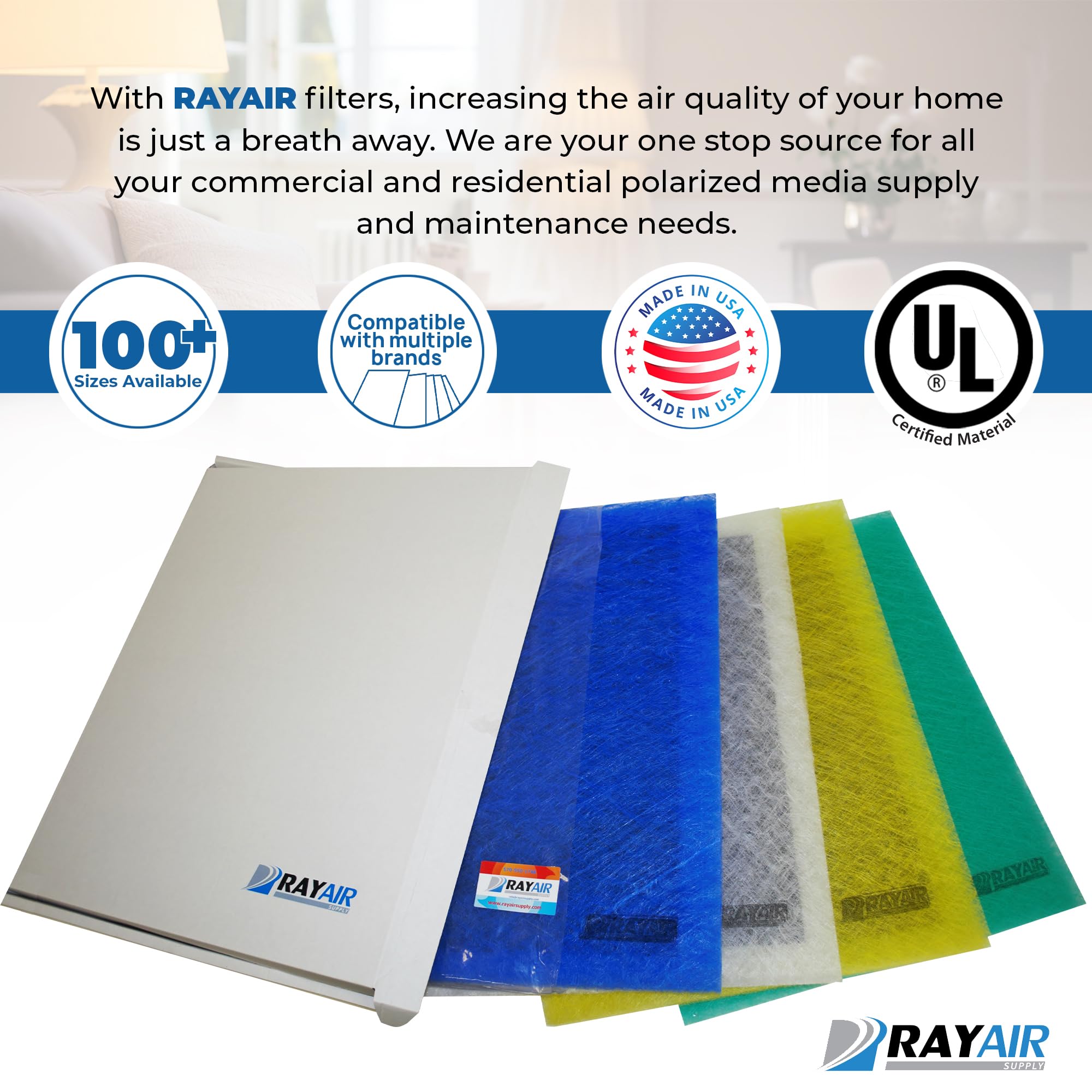 RAYAIR SUPPLY 14x25 Replacement Filter Pads Compatible with Cimatec Airscreen 1000 Air Cleaner 14x25 Refills (4 Pack)