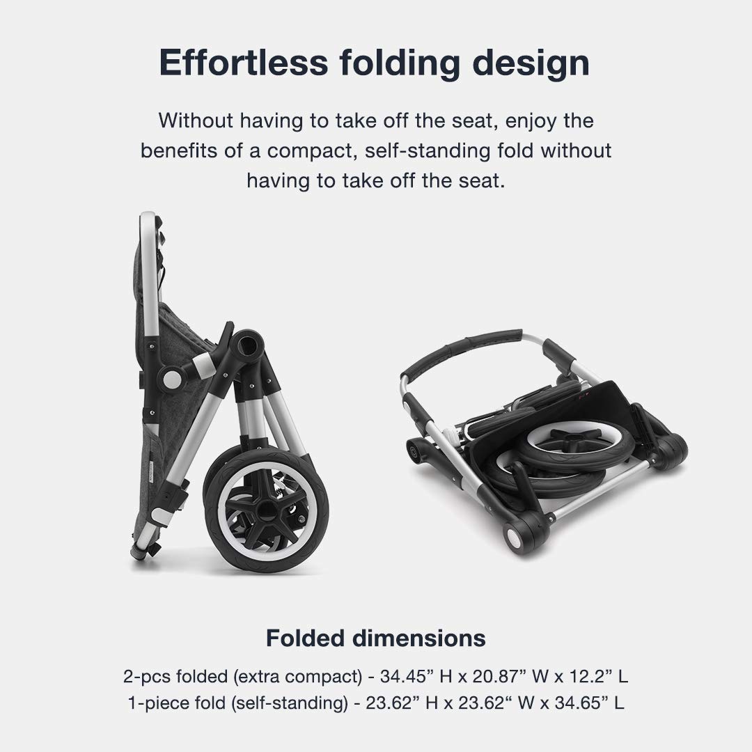 Bugaboo Lynx - The Lightest Full-Size Baby Stroller - All-Terrain with an Effortless Push and One-Handed Steering - Compatible with Bugaboo Turtle One by Nuna Car Seat – Alu/Black-Fresh White