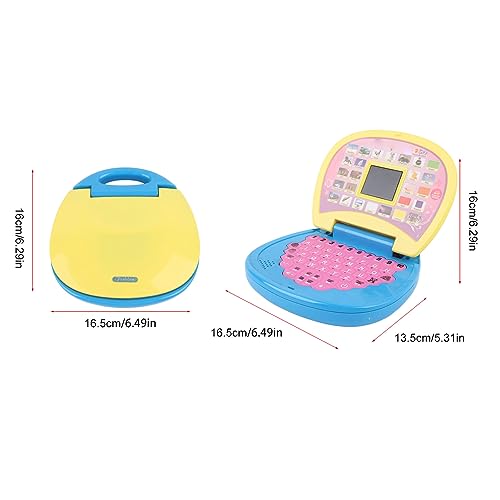 DAUZ Childrens Laptop Toy Interactive Brain Training Kids Educational Multifunctional Kids Indoor LED Screen Toy (Yellow Blue)