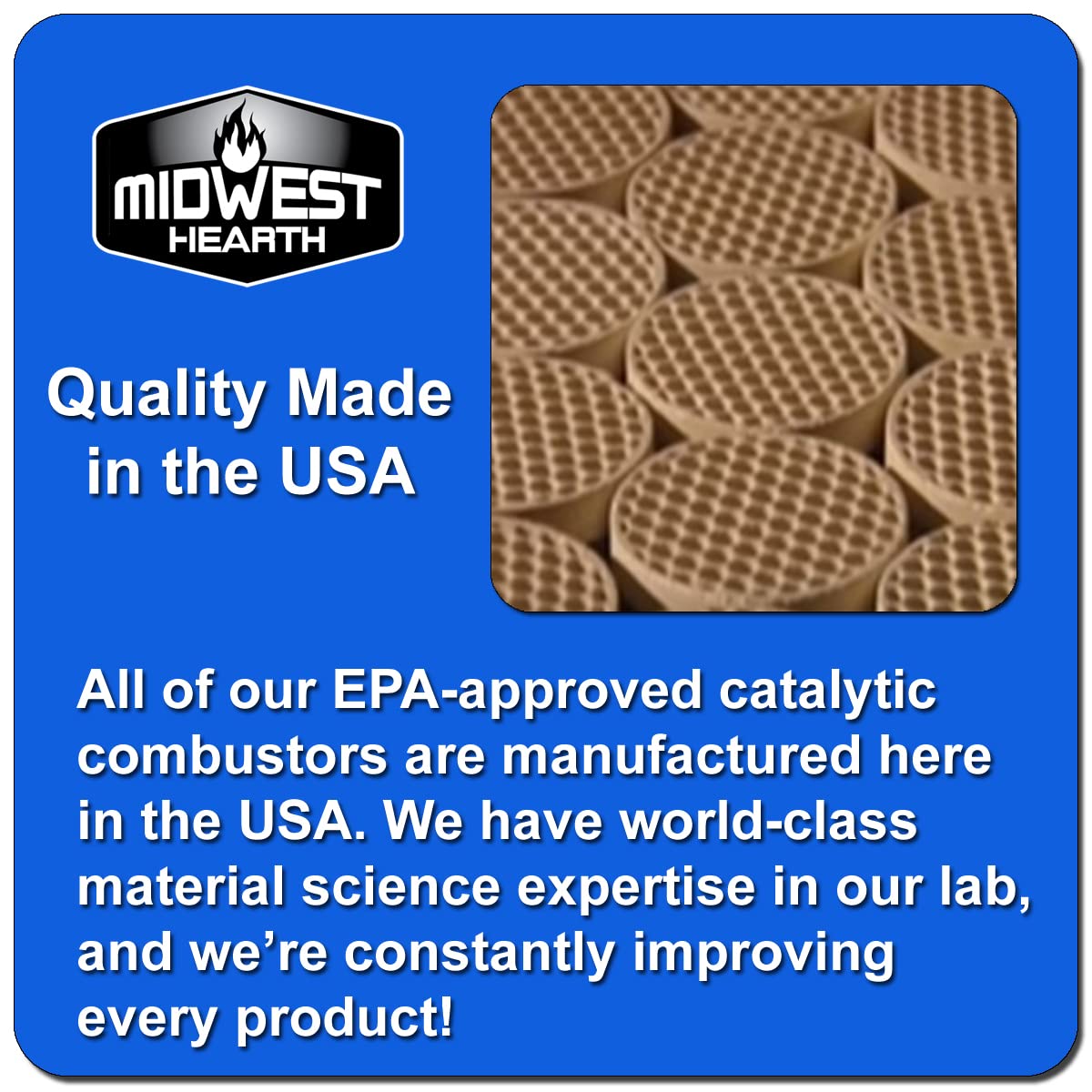 Midwest Hearth Wood Stove Catalytic Combustor Replacement Catalyst Vermont Castings Defiant Encore (2.5" x 13" x 2" Ceramic) Made in USA