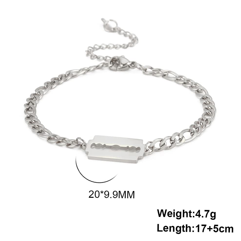 EUEAVAN Punk Stainless Steel Razor Blade Bracelet Personalize Hip Hop Dog Tag Couple Bracelet Women's Bracelets