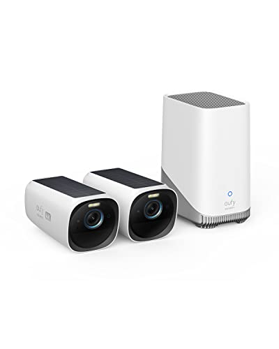 eufy Security eufyCam S330 (eufyCam 3) 2-Cam Kit, Security Camera Outdoor Wireless, 4K Camera with Solar Panel, Forever Power, Face Recognition AI, Expandable Local Storage up to 16TB, No Monthly Fee