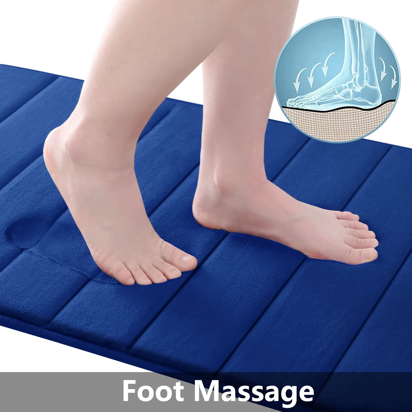 Buganda Memory Foam Bath Mat Rug, 30" x 20", Ultra Soft and Non-Slip Bathroom Rugs, Water Absorbent and Machine Washable Bath Rug for Bathroom, Shower, and Tub, Navy Blue