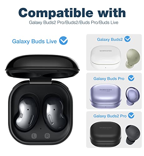 SURITCH for Samsung Galaxy Buds 2 Pro Case(2022)/Galaxy Buds 2 Case(2021)/Galaxy Buds Live Case(2020)/Galaxy Buds Pro Case(2021) Hard PC Shockproof TPU Cover with Gun-Colored Keychain Carabiner, Blue