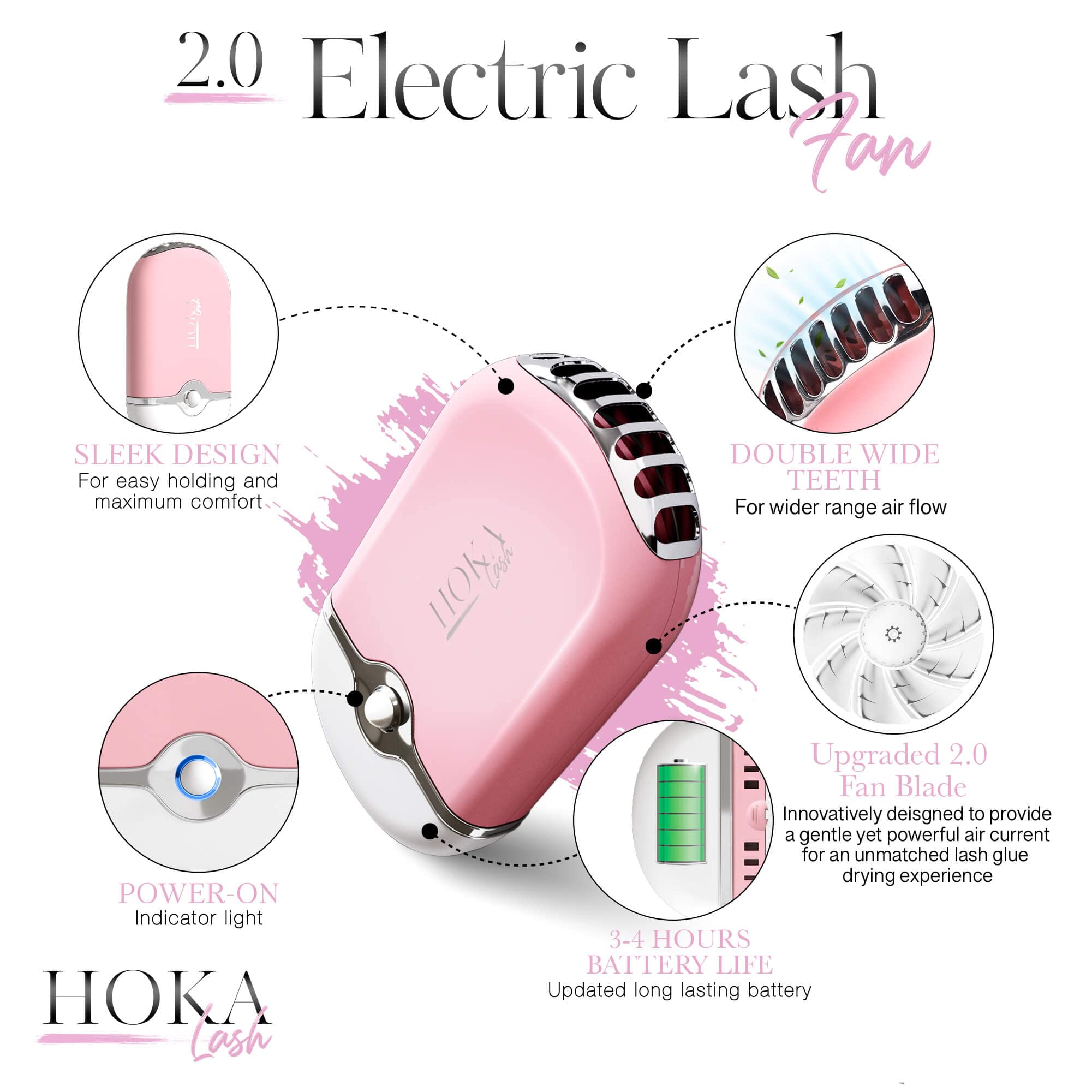 HOKA 2.0 Eyelash Extension Fan Eyelash Fan for Lash Extensions Portable Mini Fan for Eyelash Extension Lash Fan for Eyelash Extensions Lash Supplies Eyelash Extension Supplies Lash Dryer Eyelash