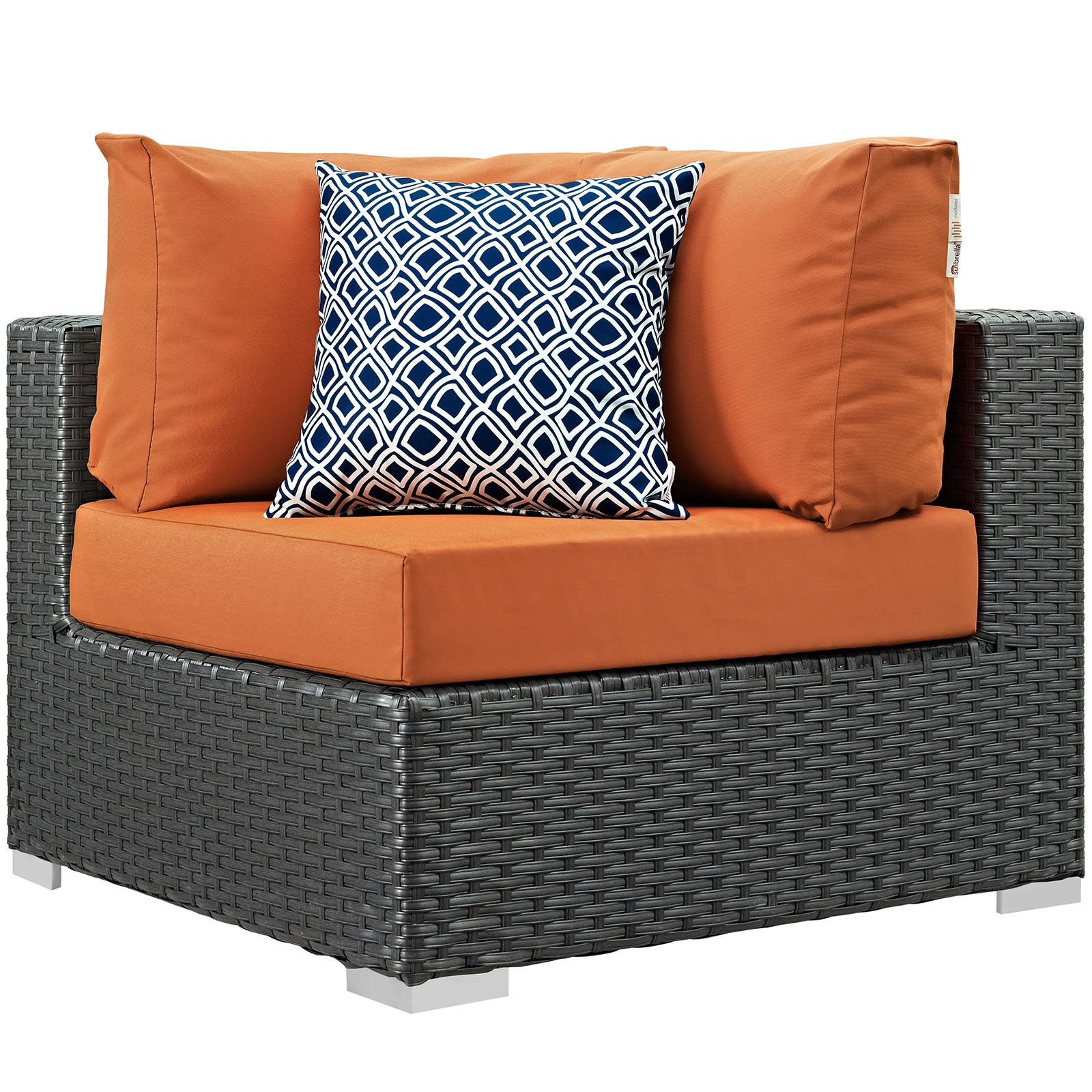 Modway Sojourn Casual Seating 10 Piece Outdoor Patio Rattan Sectional Set with Sunbrella Brand Tuscan Orange Canvas Cushions