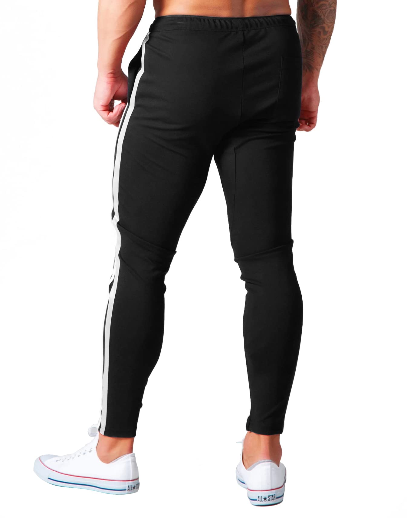 CANGHPGIN Mens Joggers with Pockets Slim Fit Black Sweatpants Tapered Leg Track Pants Athletic Workout Pants for Men.