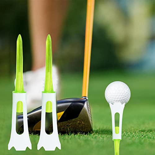 BRAMASOLE Golf Tees 3 1/4 inch Plastic Unbreakable Bulk 12/25/50 Pack 83 mm Long Upgrade Flexible Low Resistance Cushion Side Spin Stable Tee for Men Women Practice (25 Pack, Green)