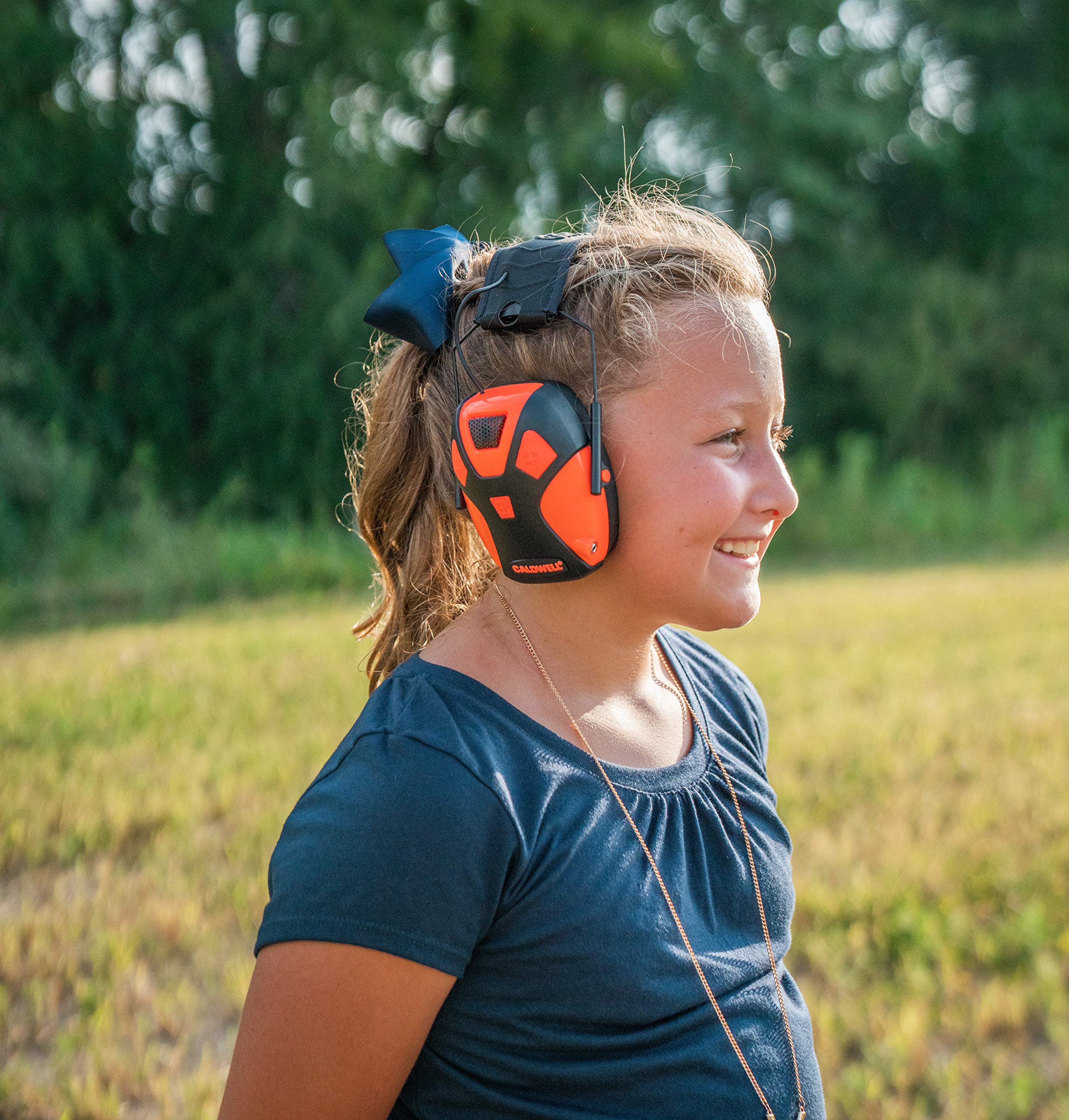 Caldwell E-MAX Pro Electronic Hearing Protection 23-24 NRR - Adjustable Lo Pro Earmuffs for Shooting, Hunting and Range, Hot Coral