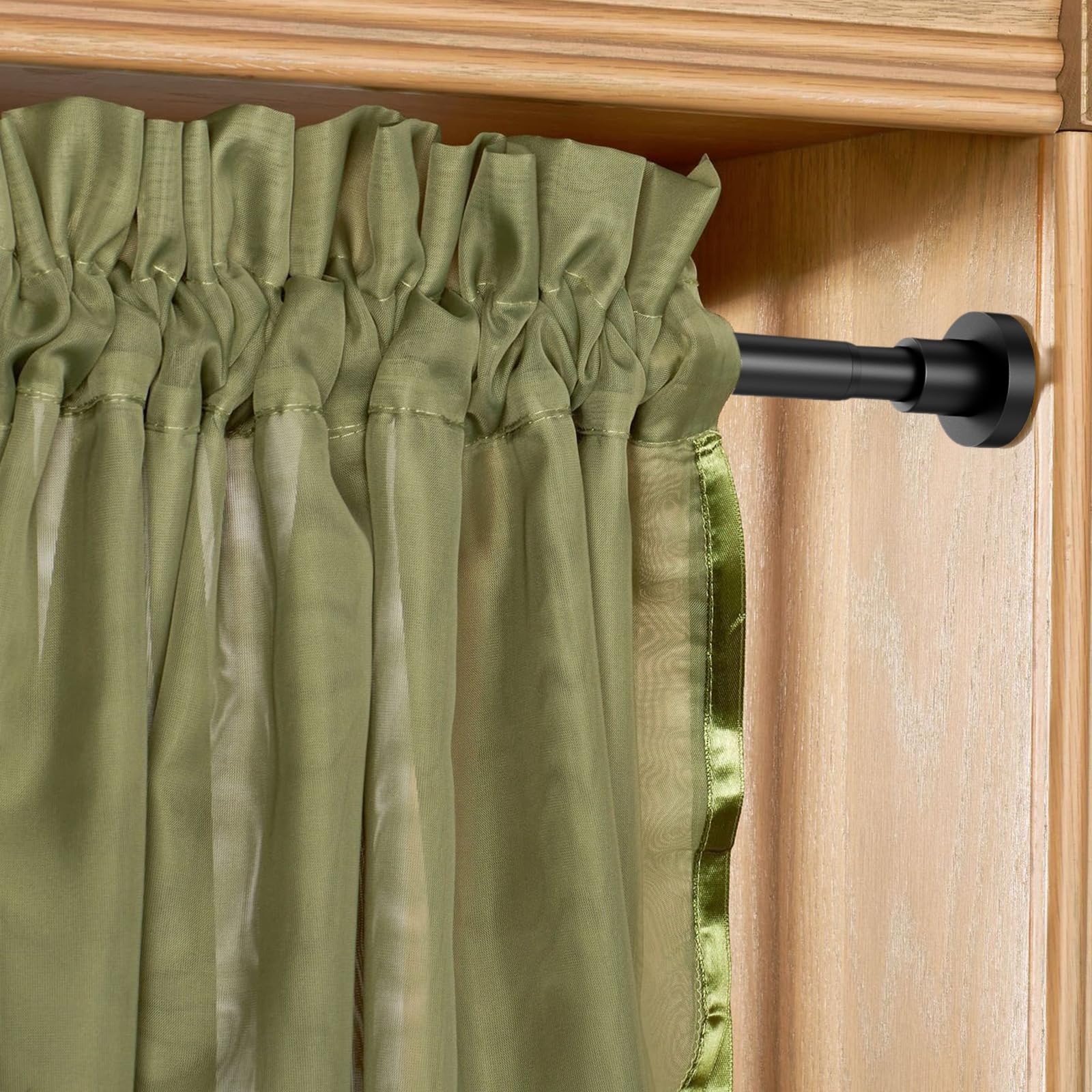 BRIOFOX Shower Curtain Rod Adjustable 61-75 Inch, Spring Tension Shower Rod No Drilling Non Slip, Matte Black