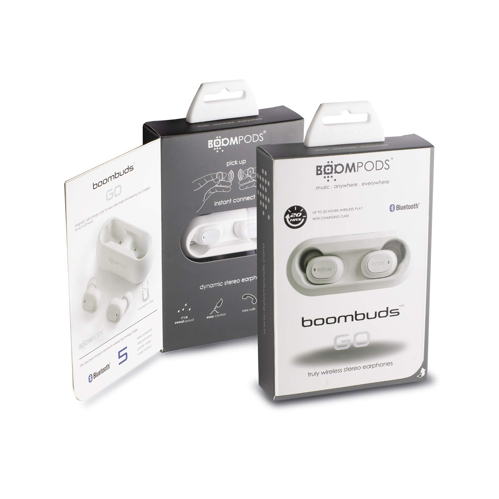 BoomPods Boombuds Go True Wireless - Best Sports Earbuds, Bluetooth, Portable Magnetic Charging Case, Water/Sweat Resistant IPX 4, Instant Connect TWS