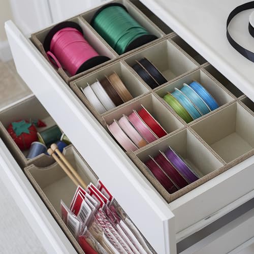 Household Essentials Brown 722-1 Deep 3 Section Drawer Organizer Box for Storage | 12 in x 6.13 in x 3.13