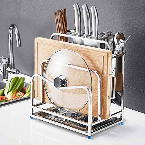 BHVXW Pan Cover Holder Support Frame Base Pot Lid Iron Storage Rack Stand Cutting Board Knife Rests Organizer Kitchen Gadgets