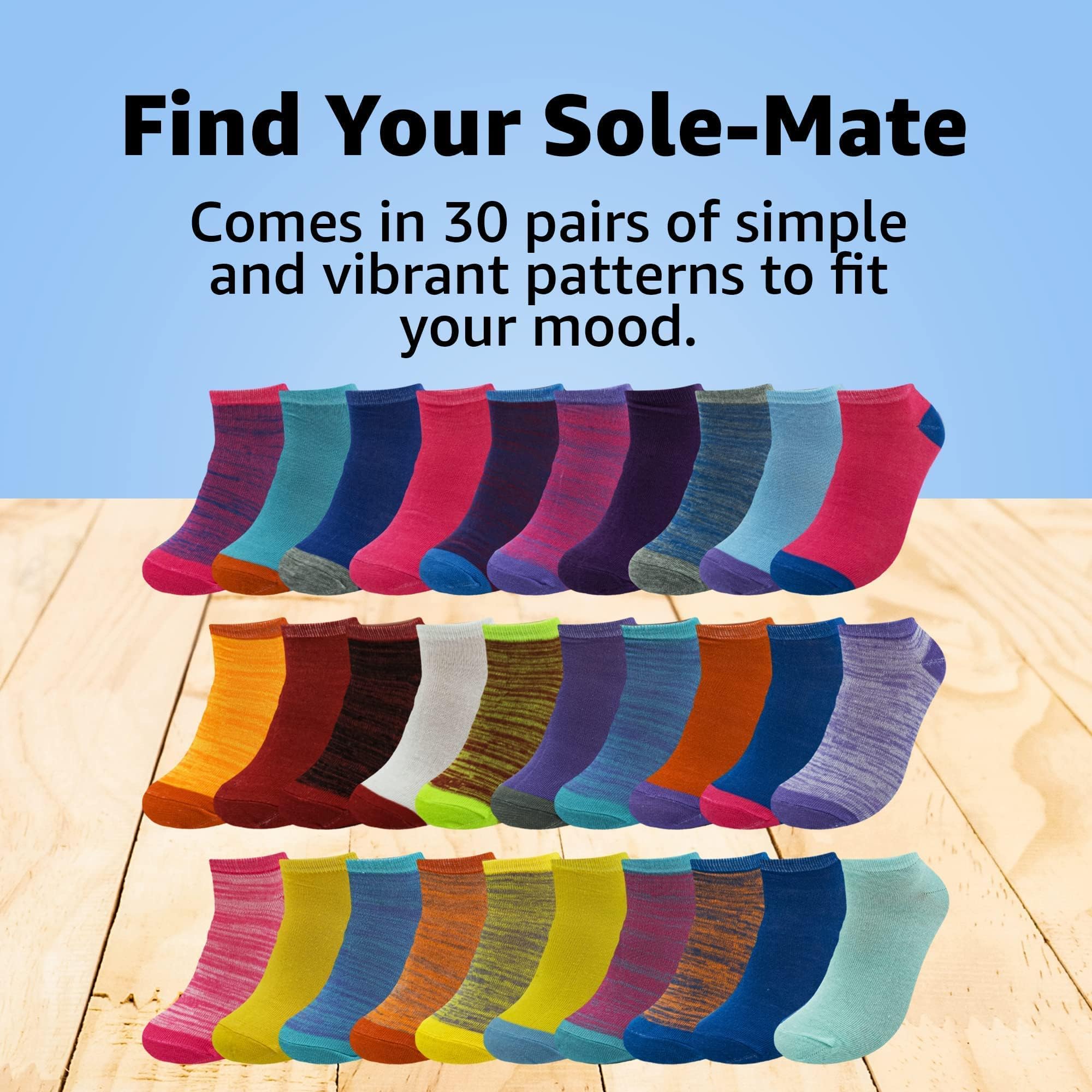 BRIGHT STAR Women Low Cut Ankle Socks(30-Pair) Athletic,Workout,Running-A#2