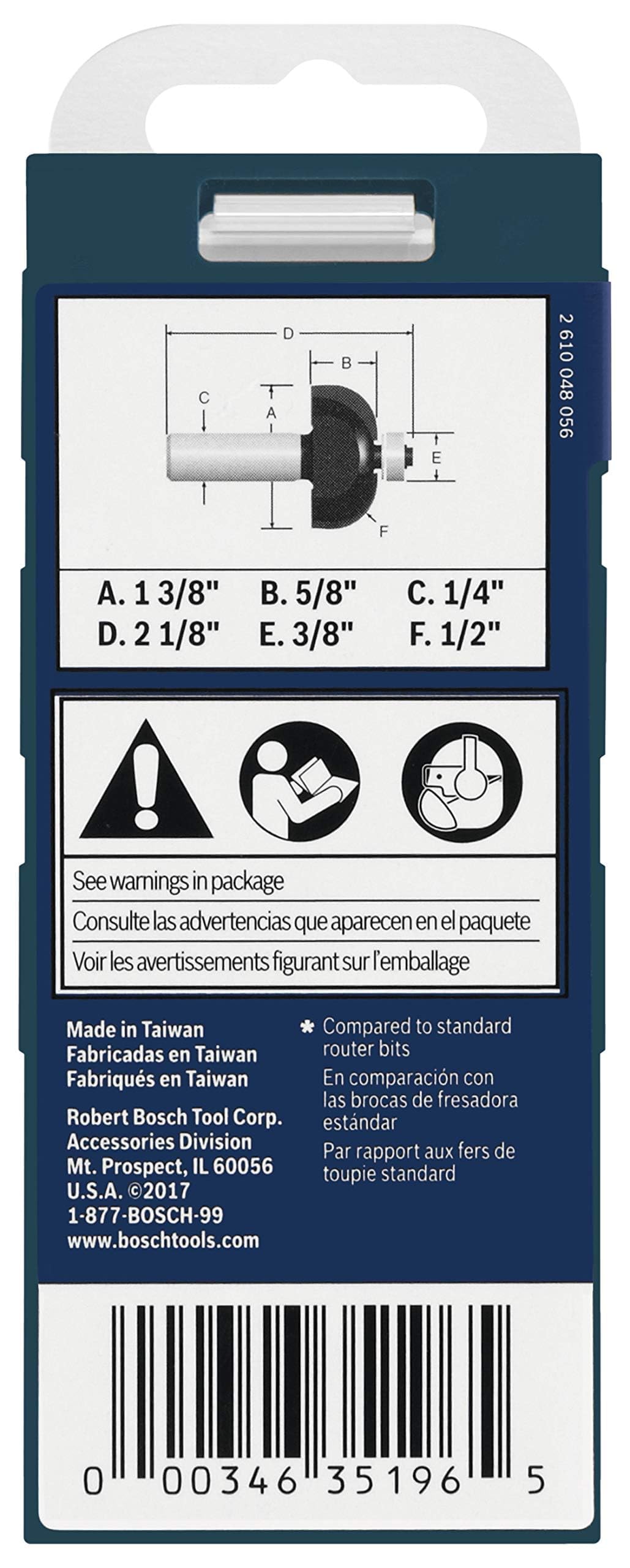 BOSCH 85207MC 1/2 In. x 5/8 In. Carbide-Tipped Cove Router Bit