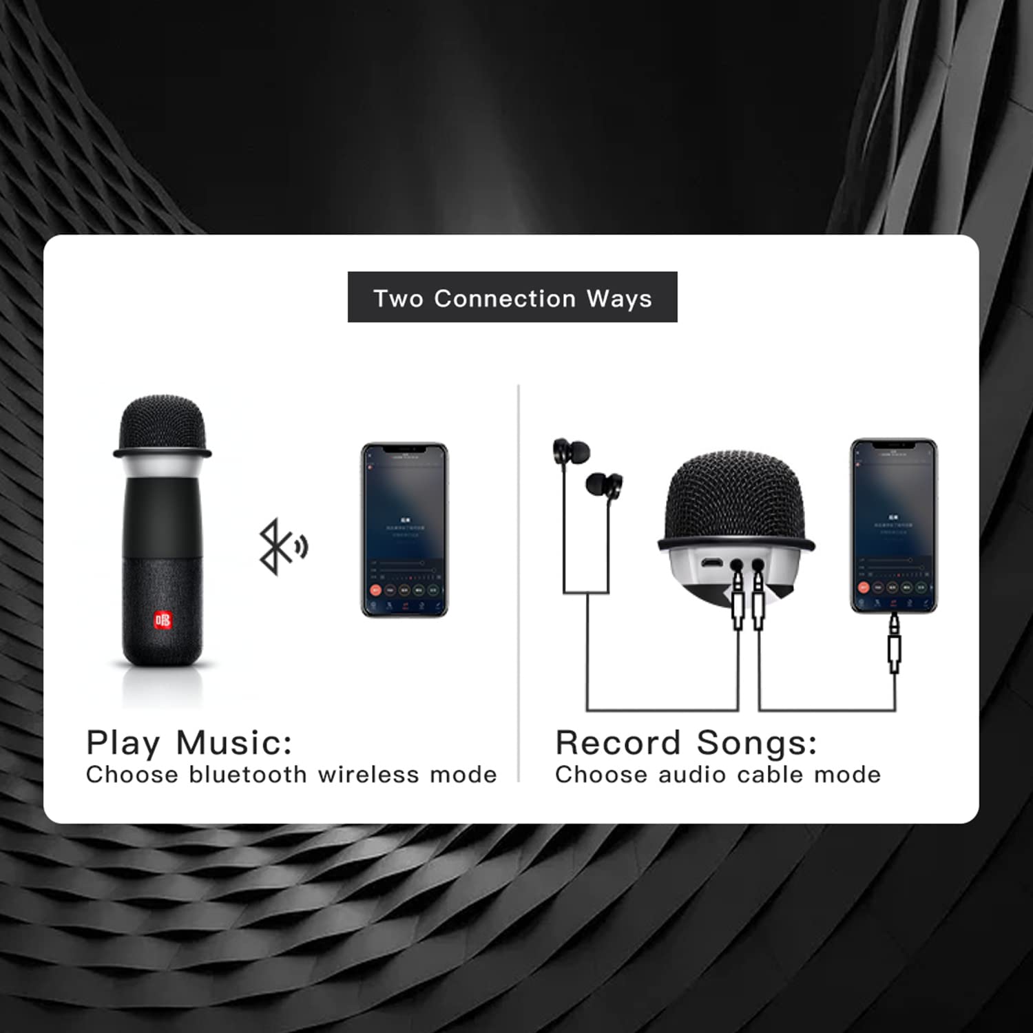 CALF Karaoke Microphone Wireless Bluetooth Portable Mini Adults Handheld Mic Speaker Singing Home KTV Party Indoor Electronic Gifts for All Smartphones PC M1 Black