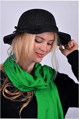 boxed-gifts Soft & Silky 100% Pashmina Scarf with Tassels - Elegant Scarf Shawl Wrap + Lightweight Solid Scarf for Women-Green Scarf