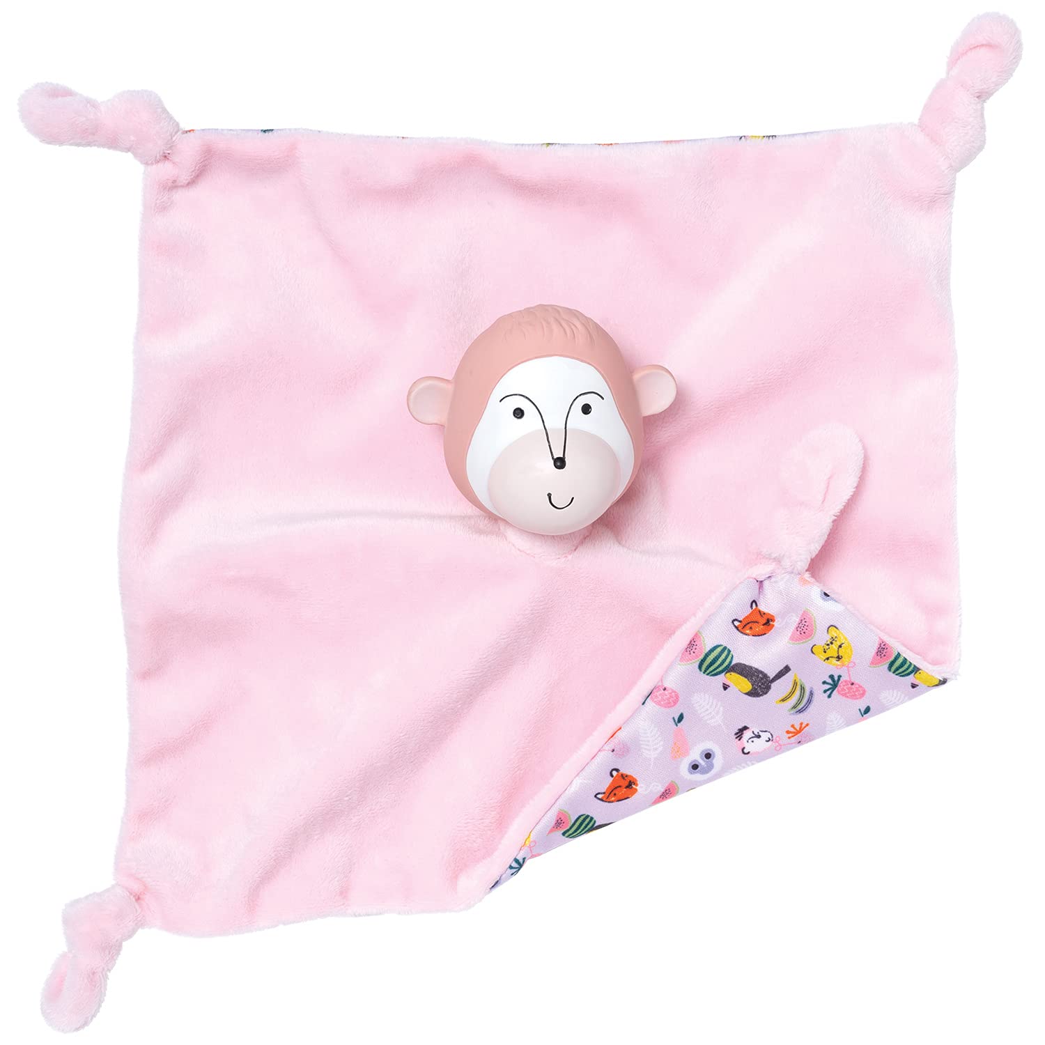 Manhattan Toy Fruity Paws Momo Monkey Baby Soothing Lovie with 100% Natural Rubber Head Teething Toy