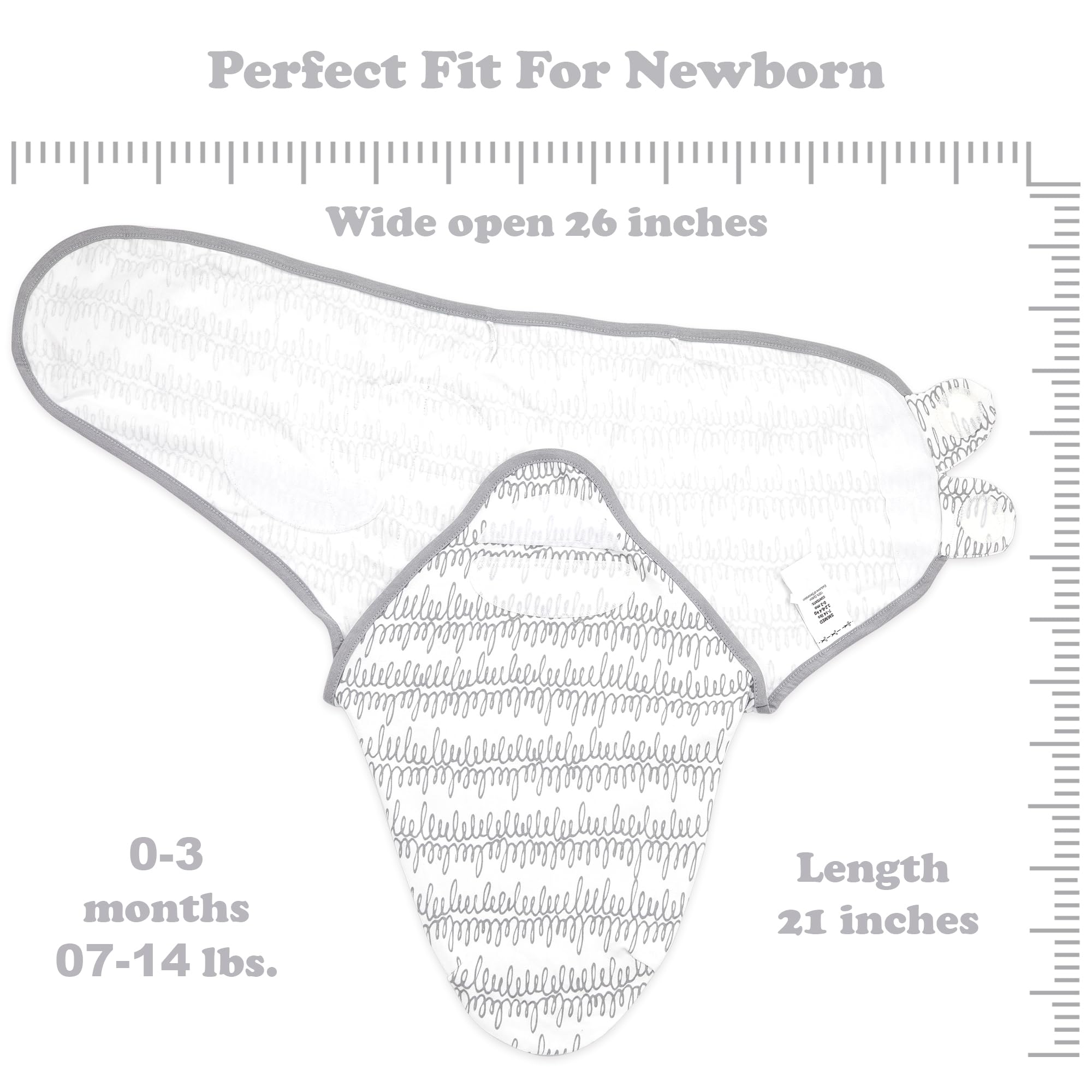 Bublo Baby Swaddle, 3-Pack Newborn Babies Swaddle Sleep Sack, Swaddles 0-3 Months, Infant Sleeping Sack, Easy Adjustable Baby Swaddle Blanket Wrap for Boy Girl (Grey-Mint)