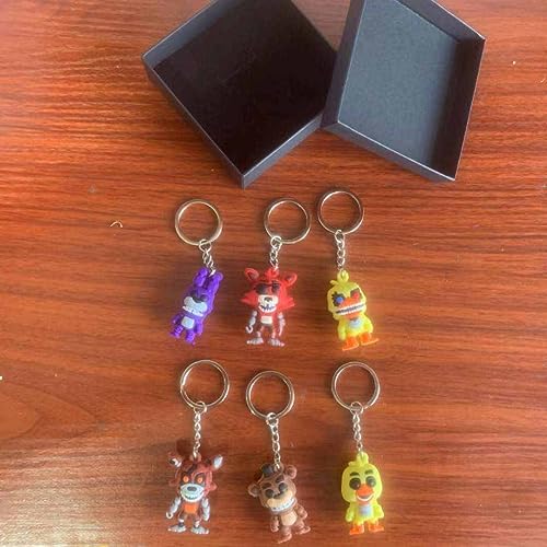 Giftbox 6PCS–size:1.6"x1.2"/each|Keychain Freddy,Foxy Key Chain,Figures Keychain,Fnaf Easter,Fnaf Plush Keychain,Fnaf Foxy Keychain,Keychain–Accessory