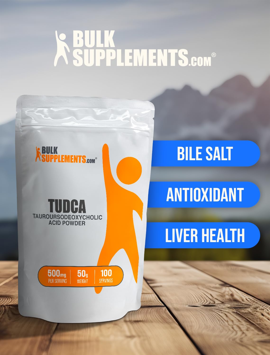 BulkSupplements.com TUDCA Powder - Tauroursodeoxycholic Acid, TUDCA 500mg - TUDCA Supplement for Liver Support - Gluten Free, 500mg per Serving, 50g (1.8 oz) (Pack of 1)