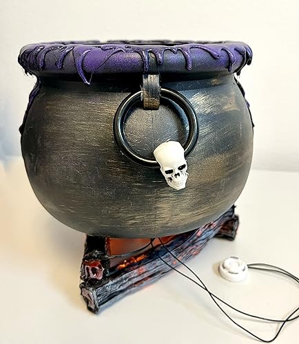 GiftExpress 8 Inches Black Magic Cauldron with Light-up Candy Pot for Halloween Decoration, Horror Scene Decoration Holiday Décor Theme Party